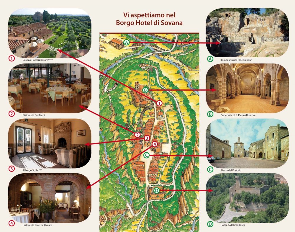 Sovana mappa - Albergo Scilla